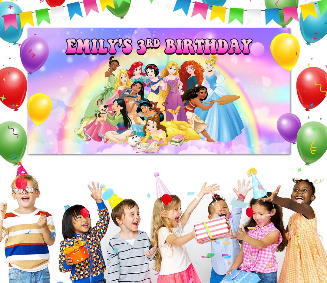 Princess Backdrop Banner, Custom Theme, Personalized Banner, Girl Theme ...