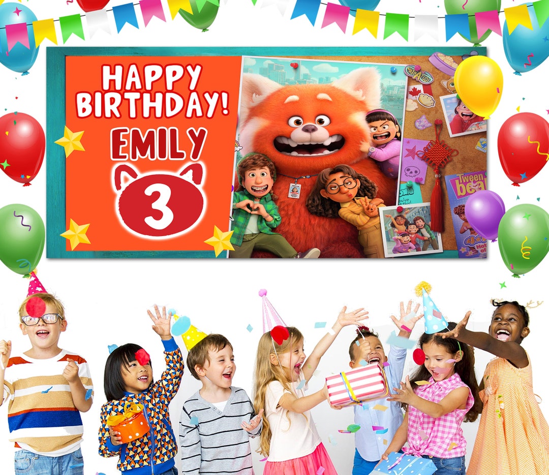 Turning Red Family Birthday Backdrop/turning Red Birthday Banner ...