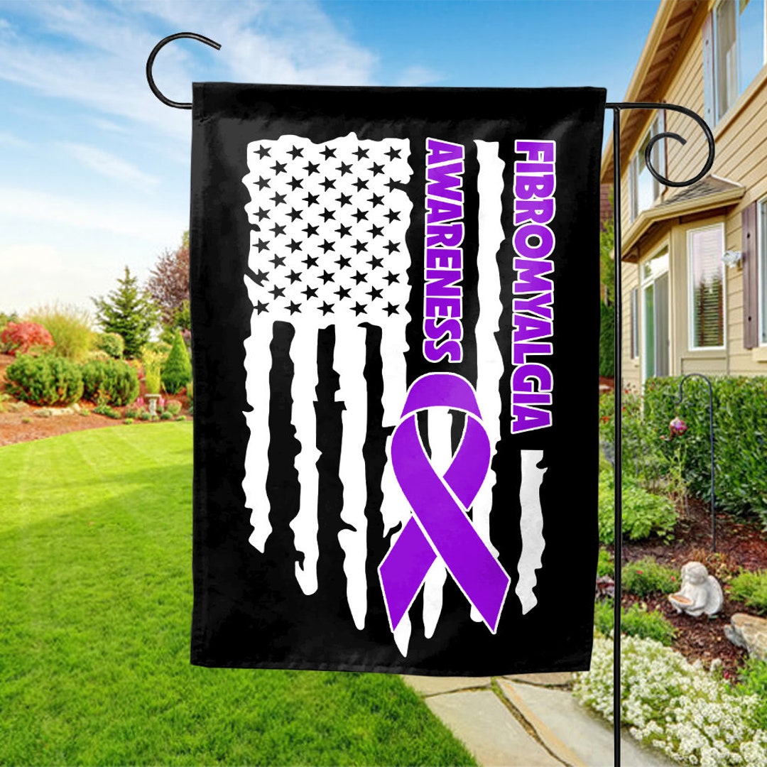 Fibromyalgia Awareness Garden Flag, Fibromyalgia Flag, Purple Ribbon ...