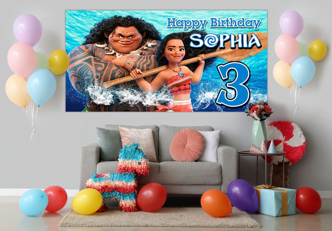 Moana Birthday Party Backdrop/moana Birthday Banner/custom Moana ...