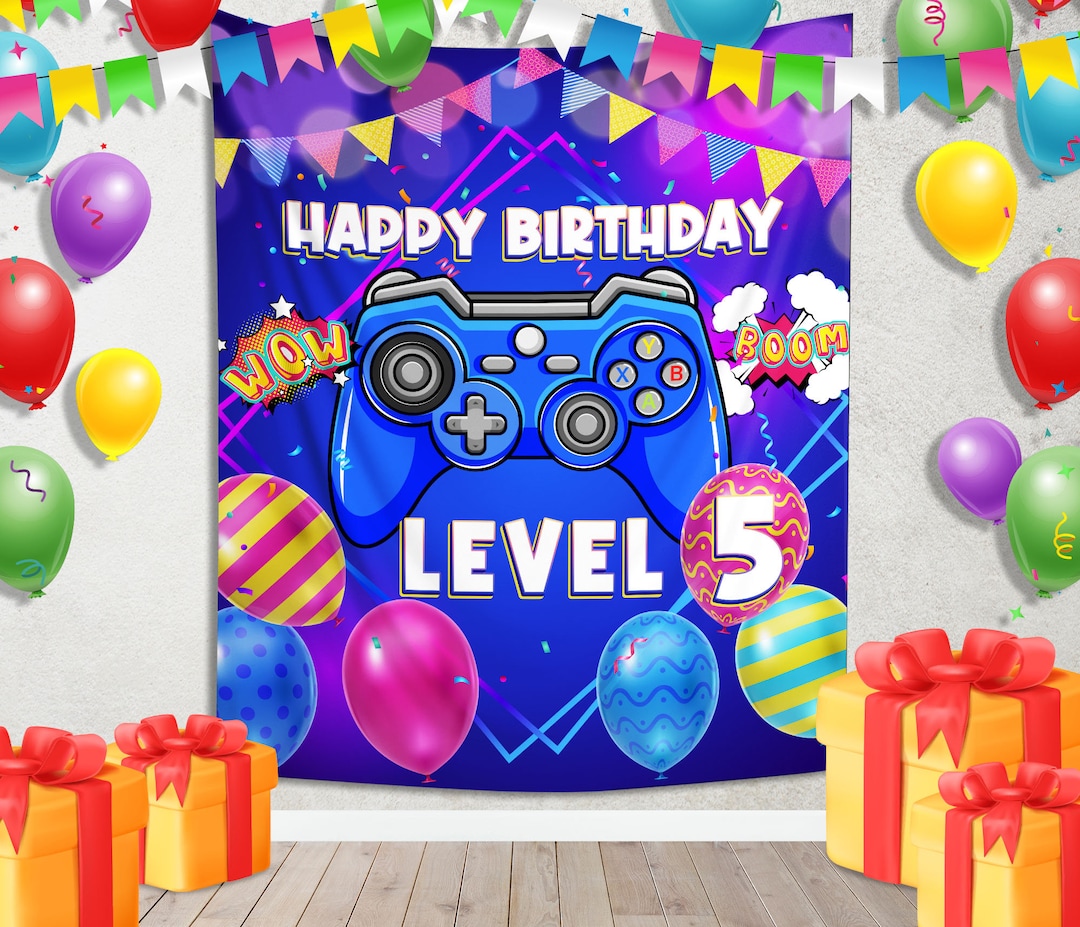 Custom Video Game Backdrop Level Unlocked Official Teenager Backdrop ...