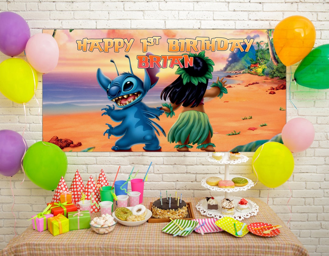 Lilo and Stitch Birthday Banner,lilo & Stitch Personalised Birthday ...