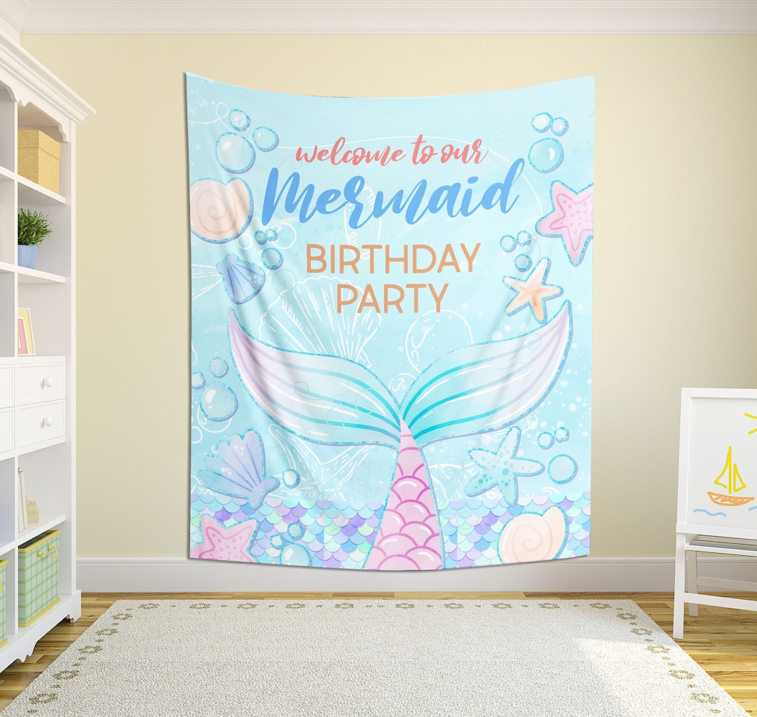 Mermaid Birthday Party, Mermaid Birthday Banner, Mermaid Banner, Under ...