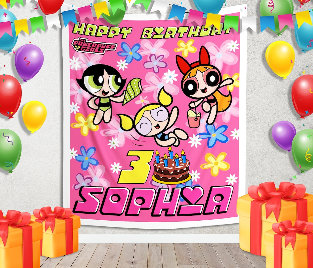 Powerpuff Girl Birthday Backdrop/powerpuff Girl Birthday Banner ...