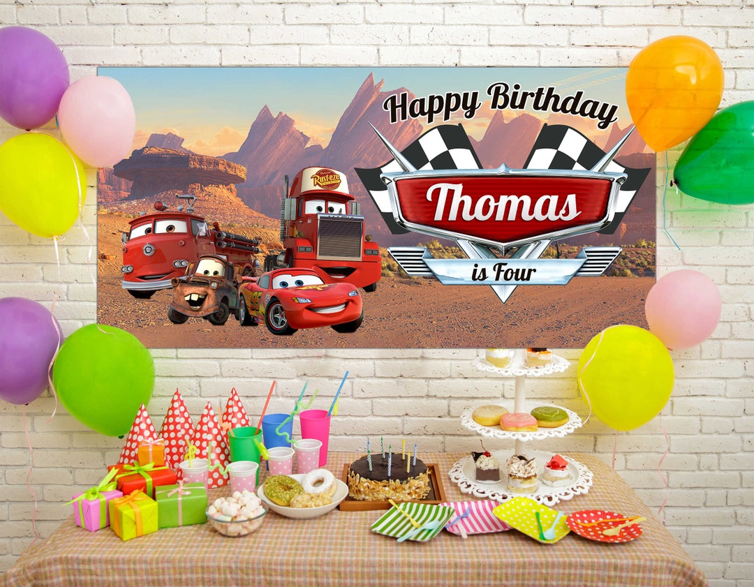 Cars Birthday Backdrop, Cars Birthday Party Banner, Cars Party ...