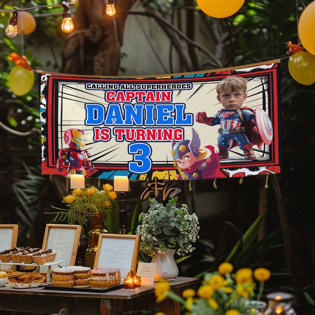 Marvel Avenger Birthday Party Backdrop/captain American Birthday Banner ...