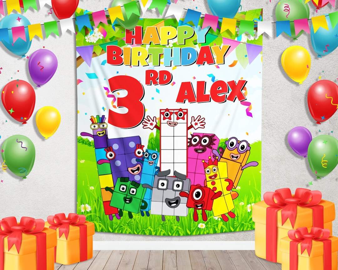 Personalized Birthday Numberblocks Banner, Numberblocks Backdrops ...