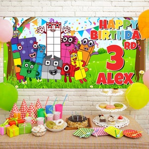 Personalized Birthday Numberblocks Banner, Numberblocks Backdrops ...
