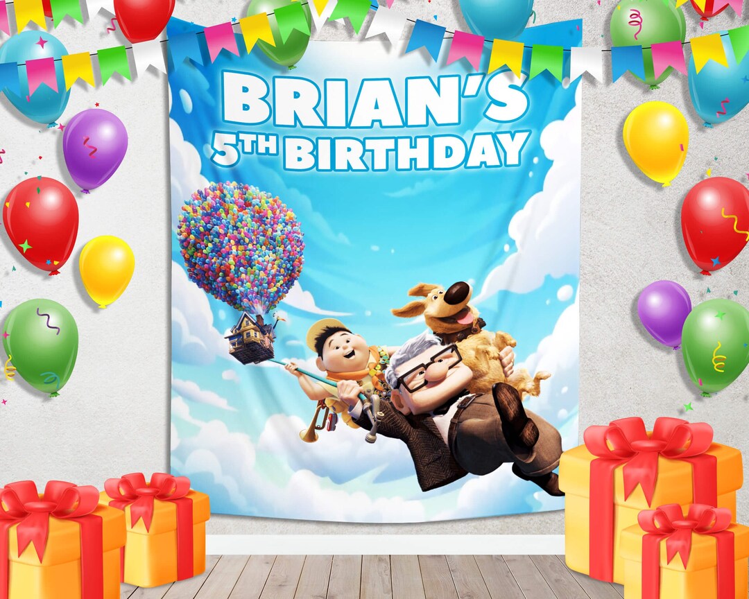 Up Party Banner, Pastel up Party Birthday Backdrop, up Falling Party ...