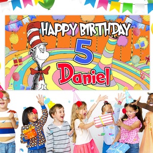 Thing 1 Thing 2 Backdrop, Cat in the Hat, Dr Birthday Party, Birthday ...