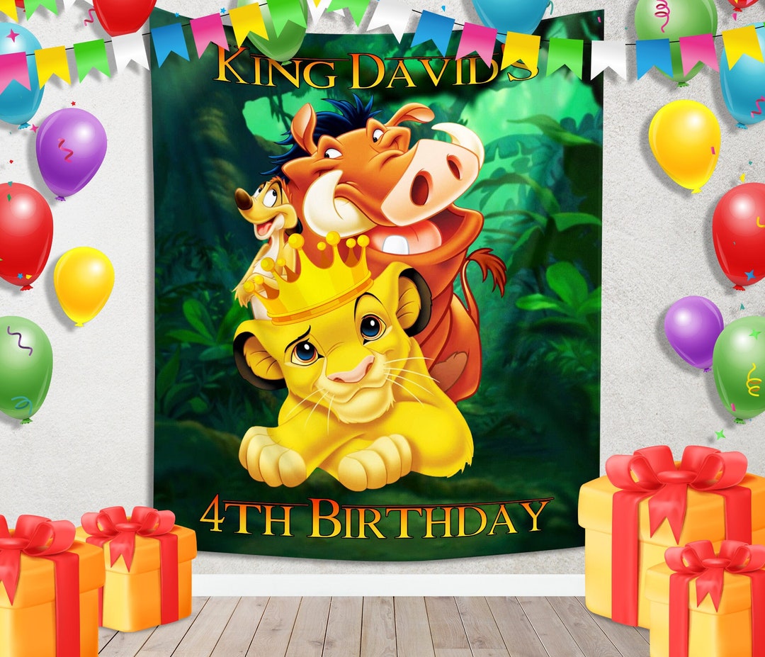 Lion King Birthday Backdrop Banner, Simba Backdrop Banner, Lion King ...