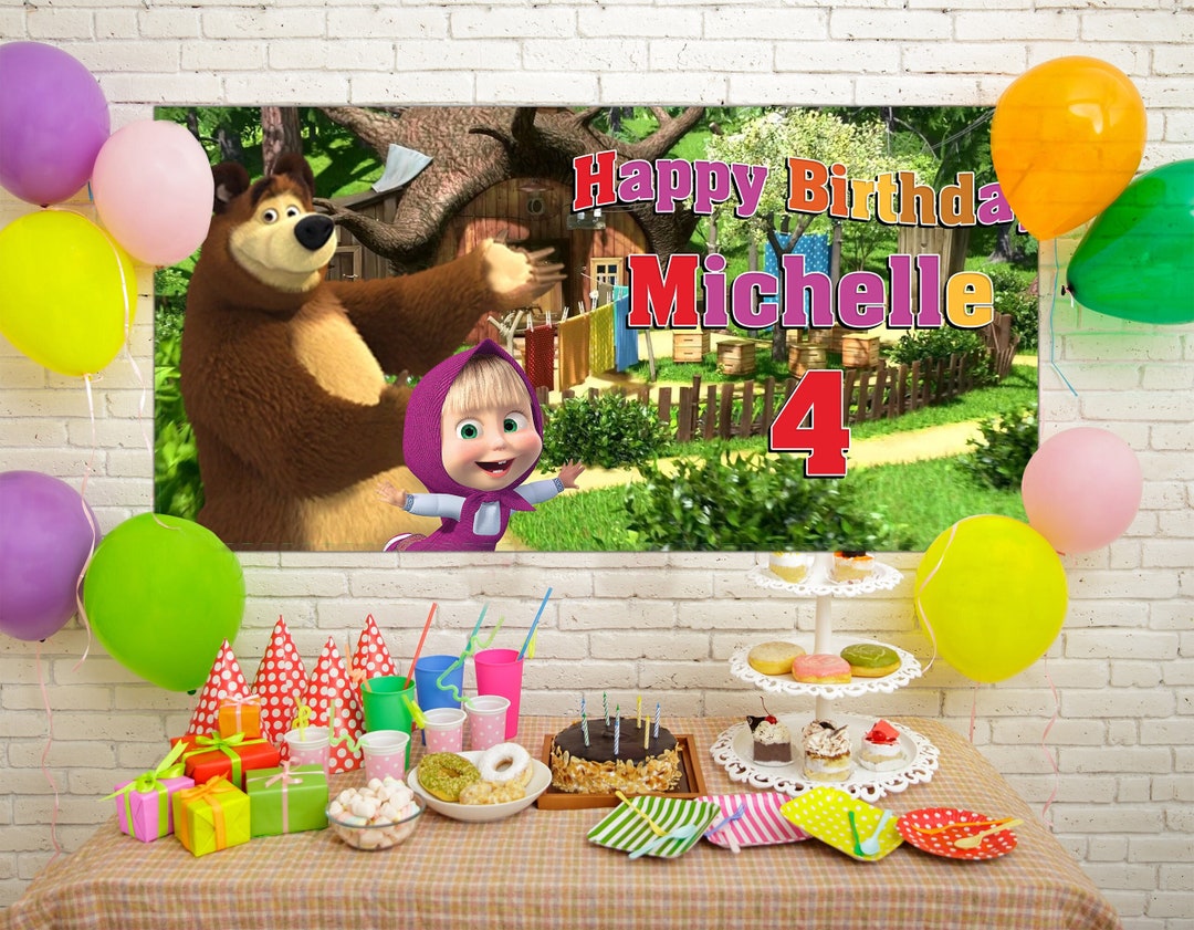 Masha and the Bear Birthday Backdrop, Masha and the Bear TV Show ...