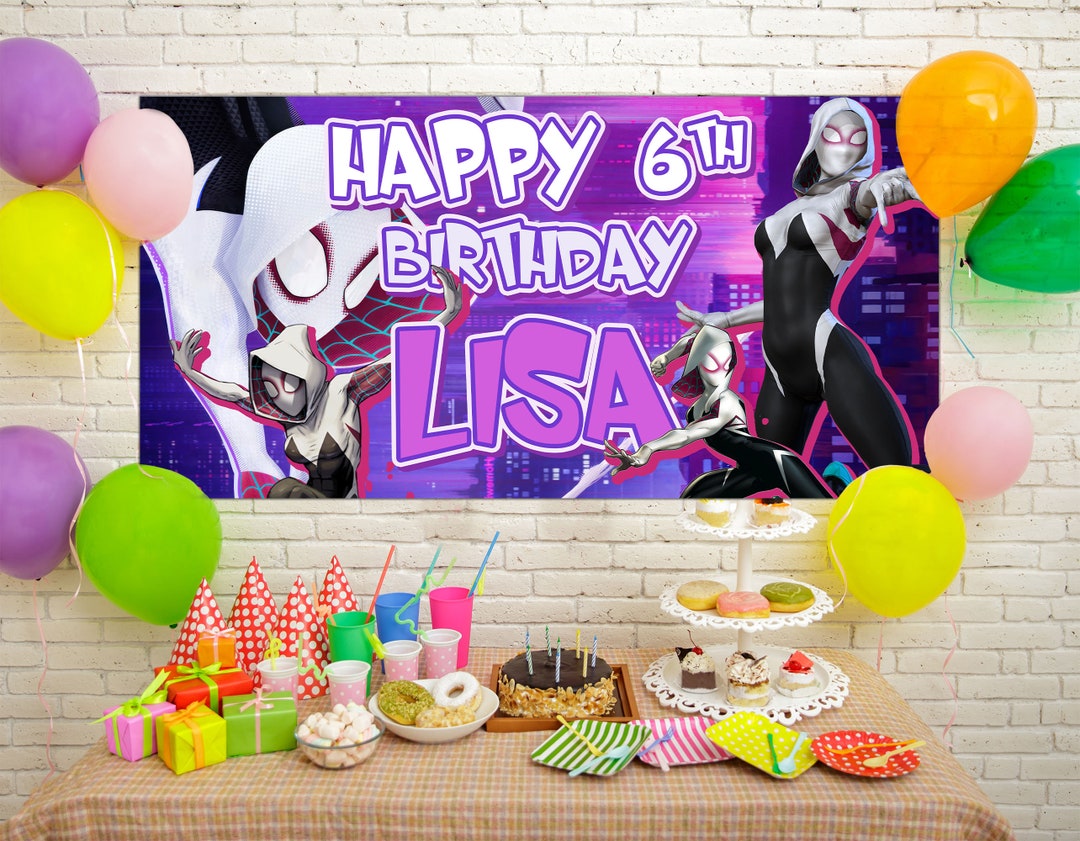 Gwen Birthday Backdrop, Birthday Banner, Birthday Decoration, Photo ...