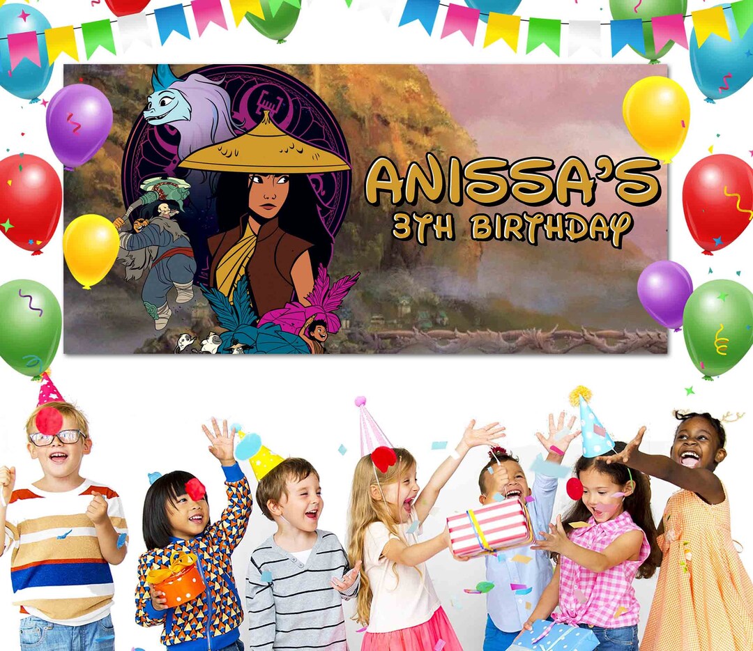 Raya Birthday Backdrop, Raya and the Last Dragon Party Decorations ...