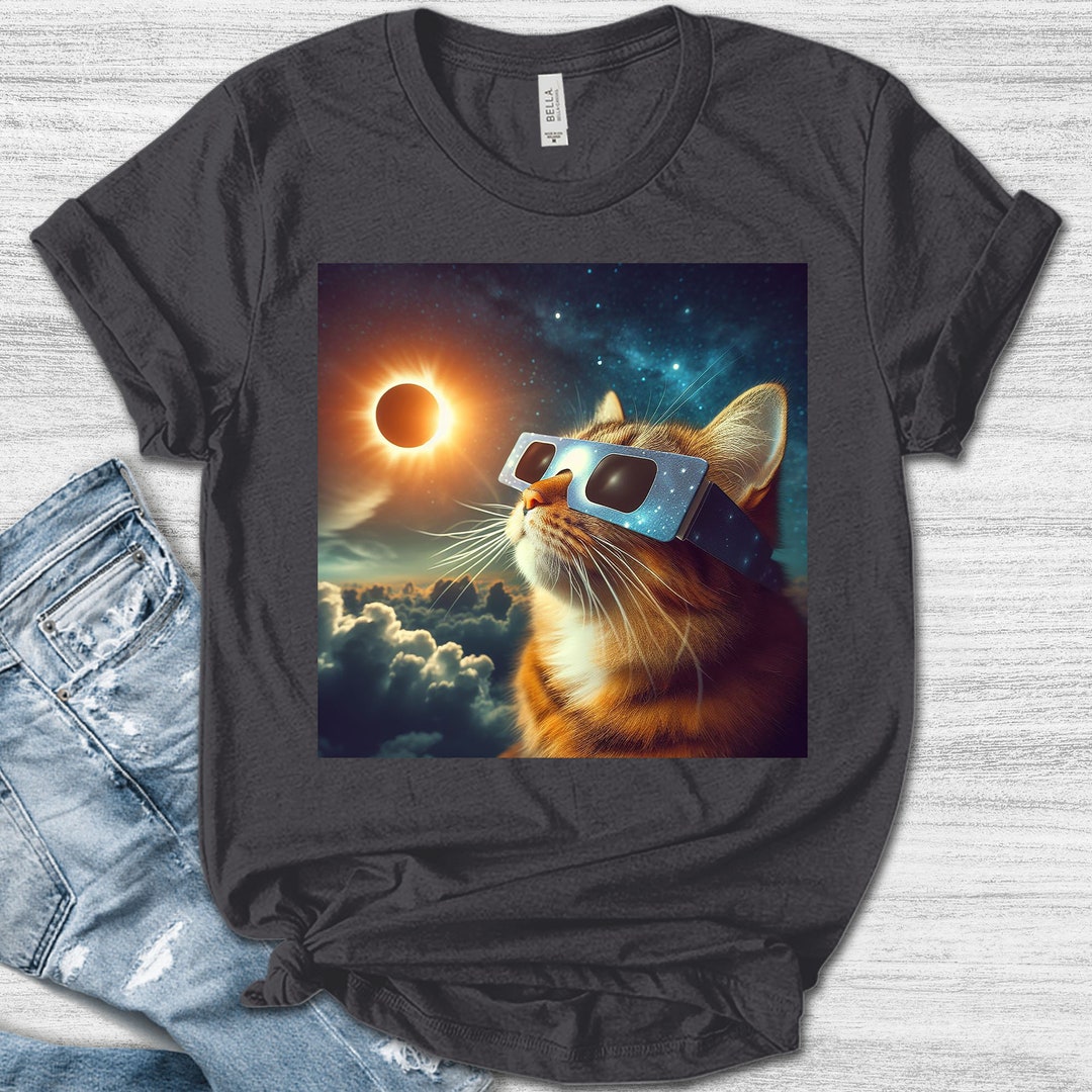 Funny Cat Solar Eclipse Shirt, Cat Wearing Solar Eclipse Viewer Glasses ...