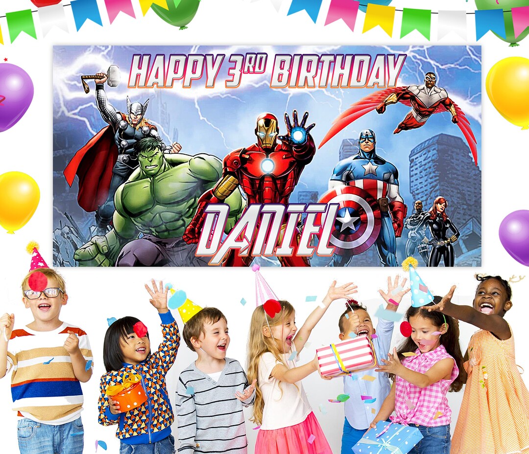 Super Heroes Birthday Backdrop, Avenger Birthday Banner, Iron Man ...