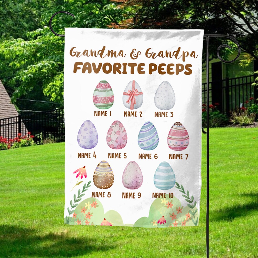 Personalized Grandma Favorite Peeps Garden Flag, Cute Easter Bunny ...