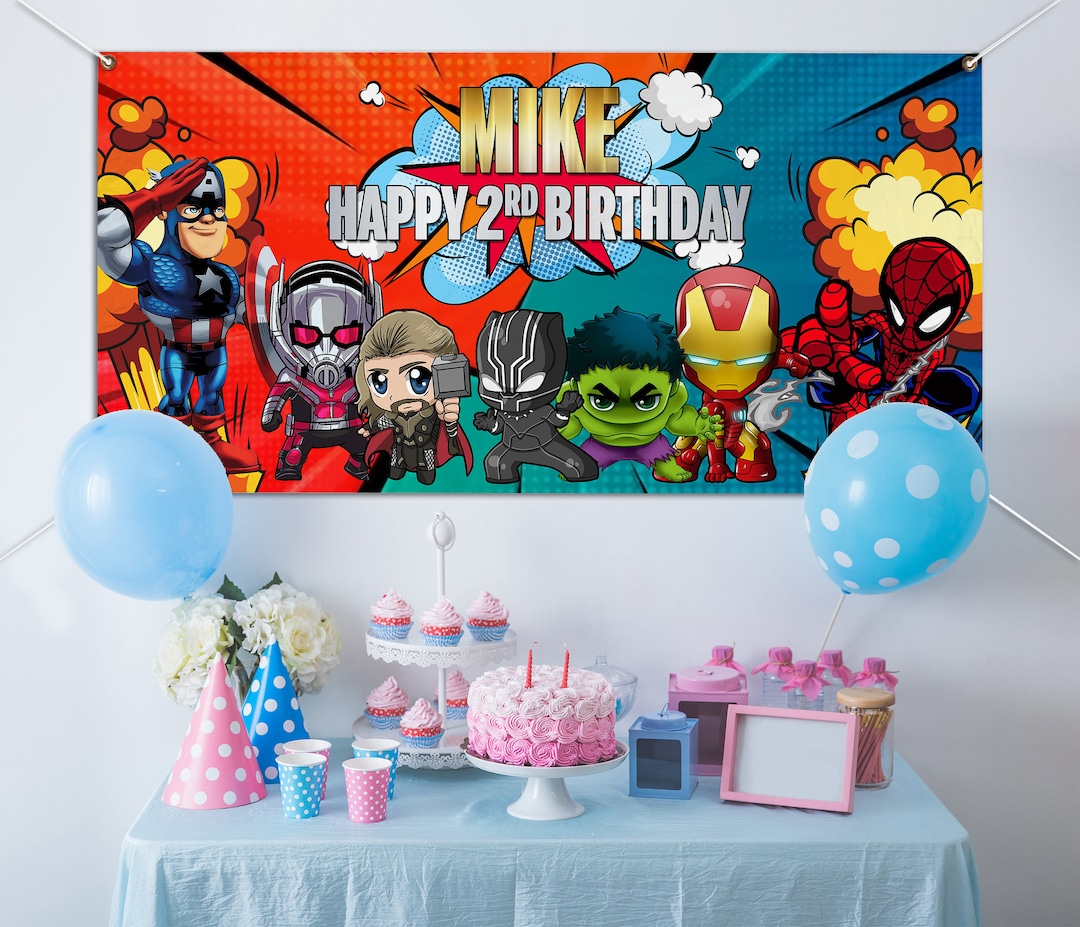 Super Heroes Birthday Banner,super Heroes Birthday Backdrop,birthday ...
