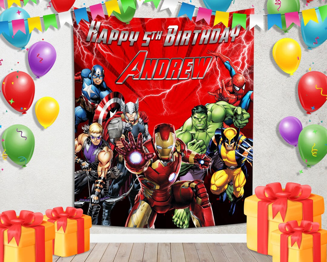 Marvel Avenger Birthday Party Backdrop/avenger Birthday Banner/custom ...