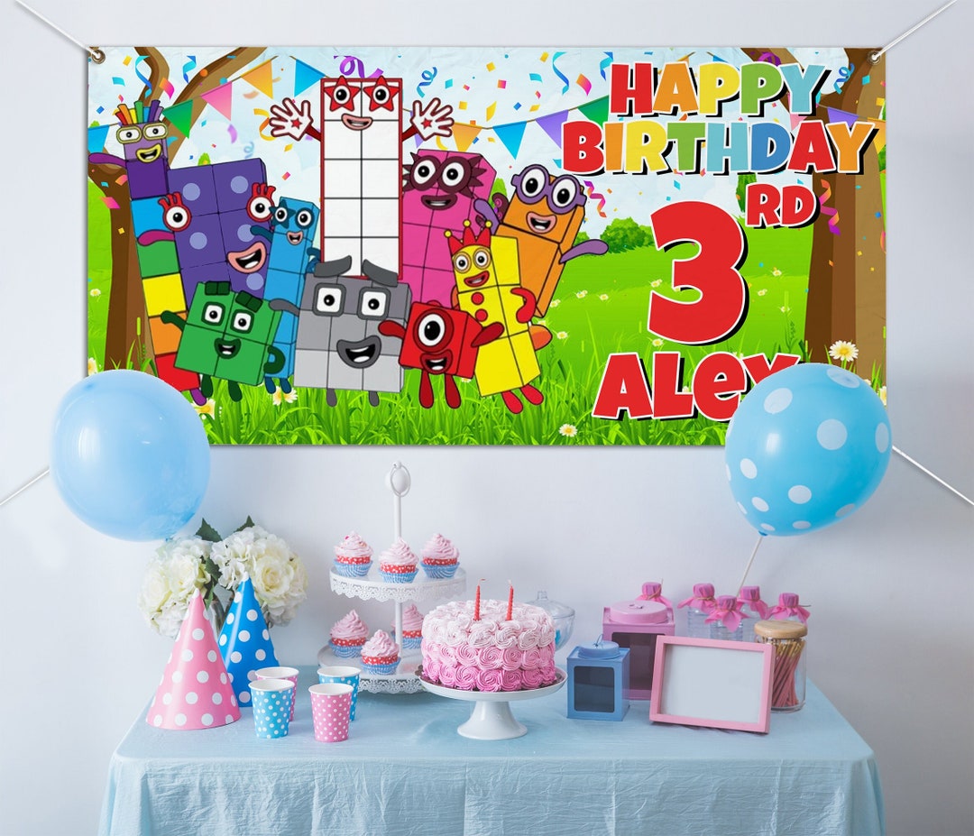 Personalized Birthday Numberblocks Banner, Numberblocks Backdrops ...