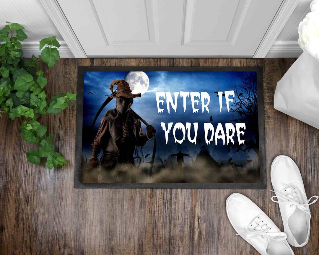 Enter If You Dare Halloween Front Door Mat I Halloween Welcome Mat I ...