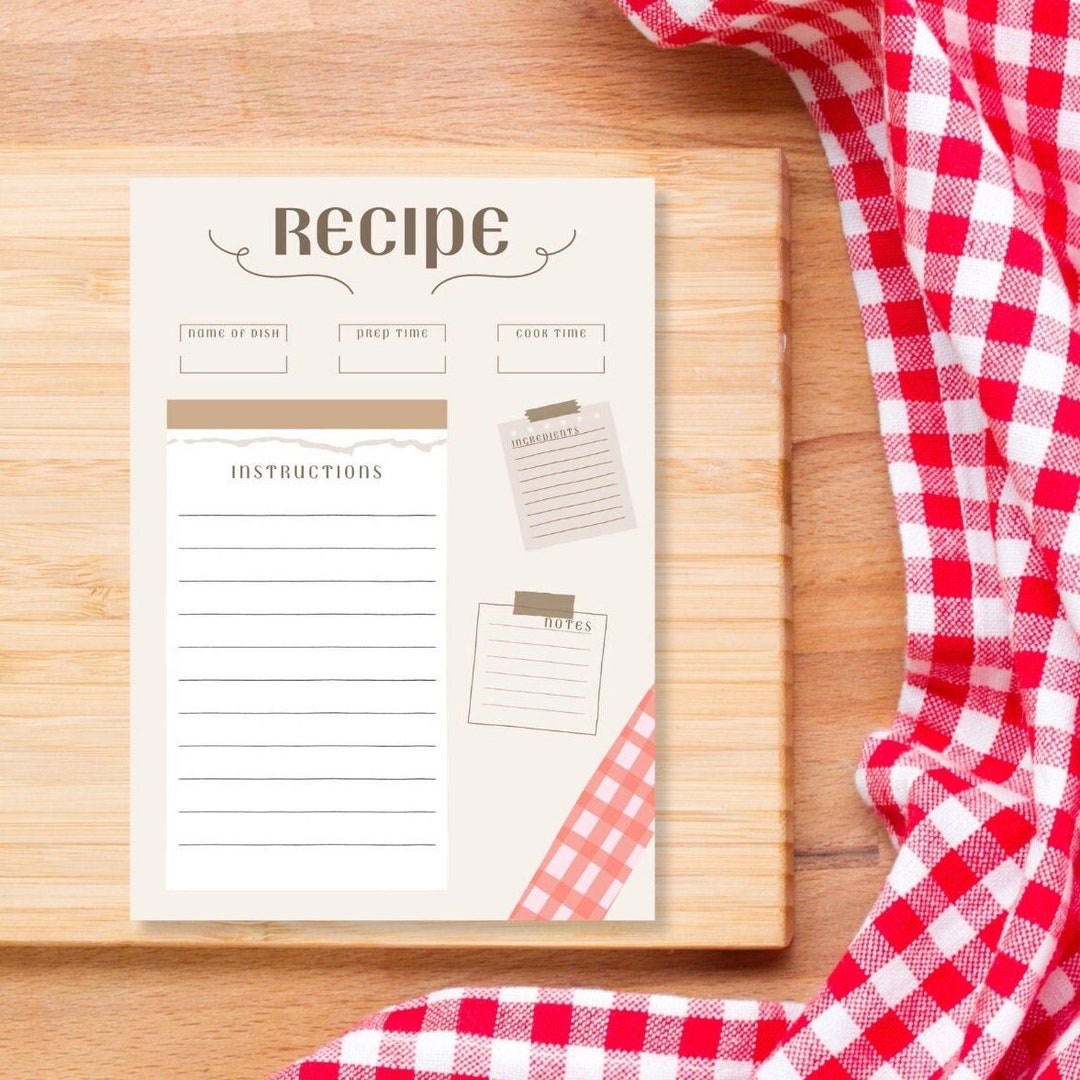 Simple Recipe Card Template, DIY Printable Recipe Cards, Downloadable ...