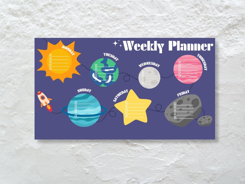 Printable Weekly Planner Templates Package - Kids Retro and Space ...