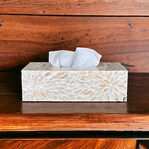Mother of Pearl Inlay Rectangle Tissue Box Holder With Floral Pattern ...