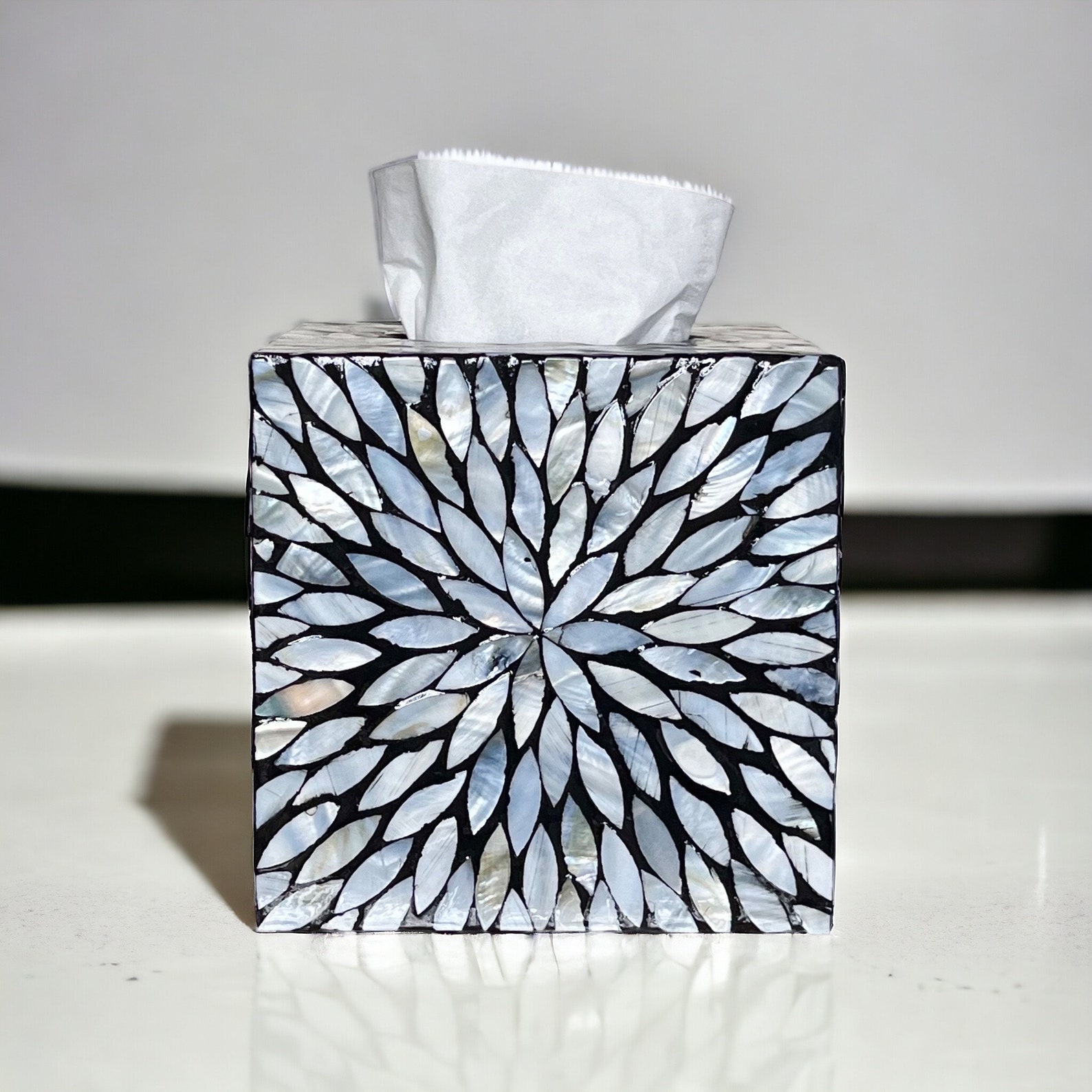 Mother of Pearl Inlay Tissue Box: Square Nacre Napkin Holder - Etsy