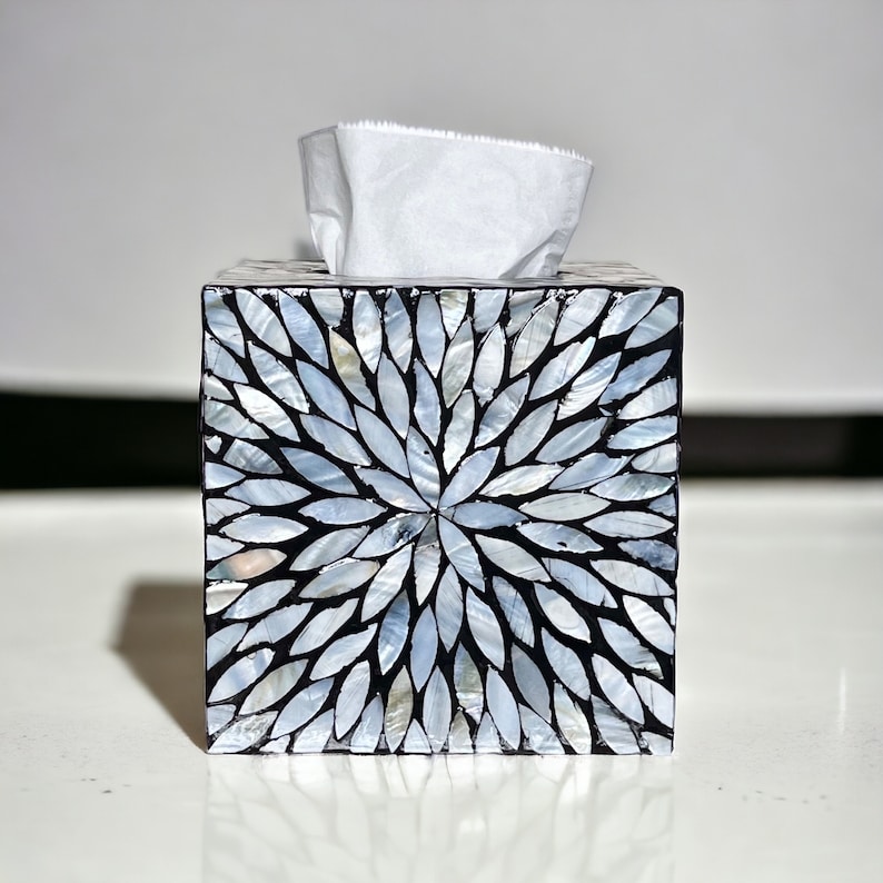 Mother of Pearl Inlay Tissue Box: Square Nacre Napkin Holder - Etsy