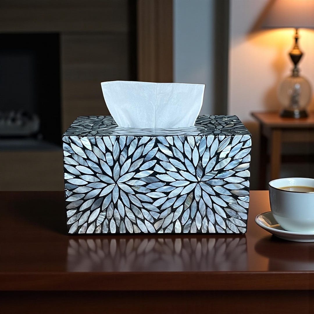 Mother of Pearl Tissue Box Holder, Decorative Tissue Box Cover ...
