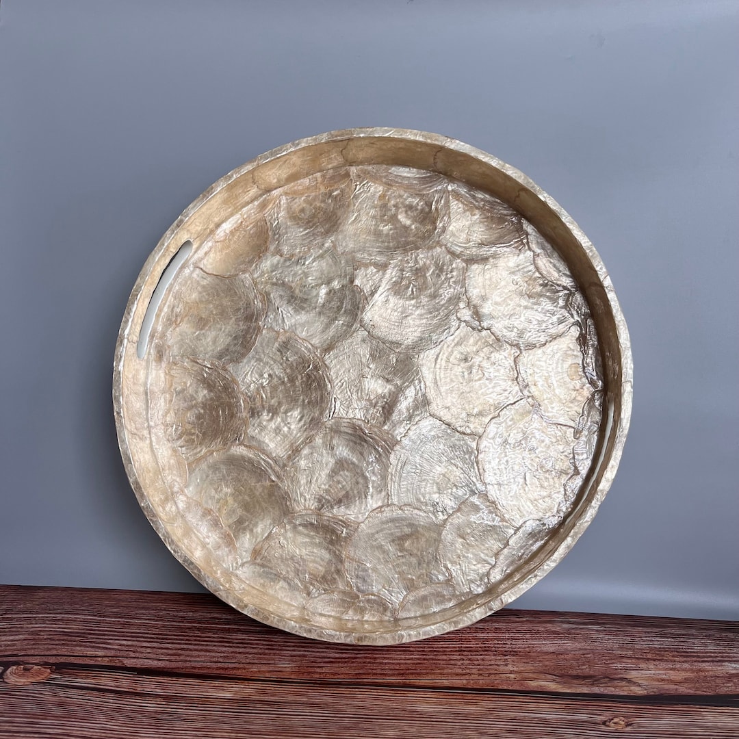 Gold Capiz Shell Tray: Mother of Pearl Inlay, Decorative Serving Tray ...