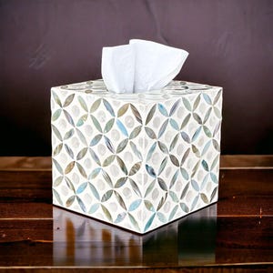 Mother of Pearl Inlay Lacquer Tissue Box Cover - Coastal Decor - Etsy