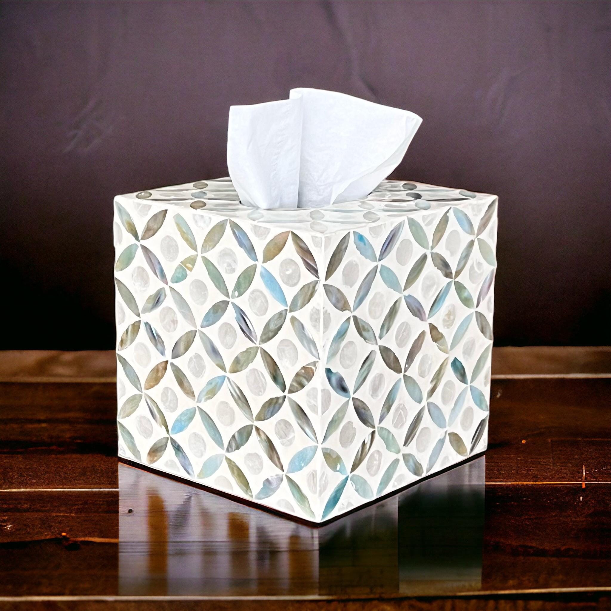Mother of Pearl Inlay Lacquer Tissue Box Cover - Coastal Decor - Etsy