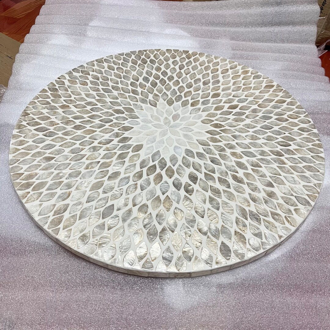 24'' Round Capiz Shell Coffee Table Top D60cm, Luxury Furniture Home ...
