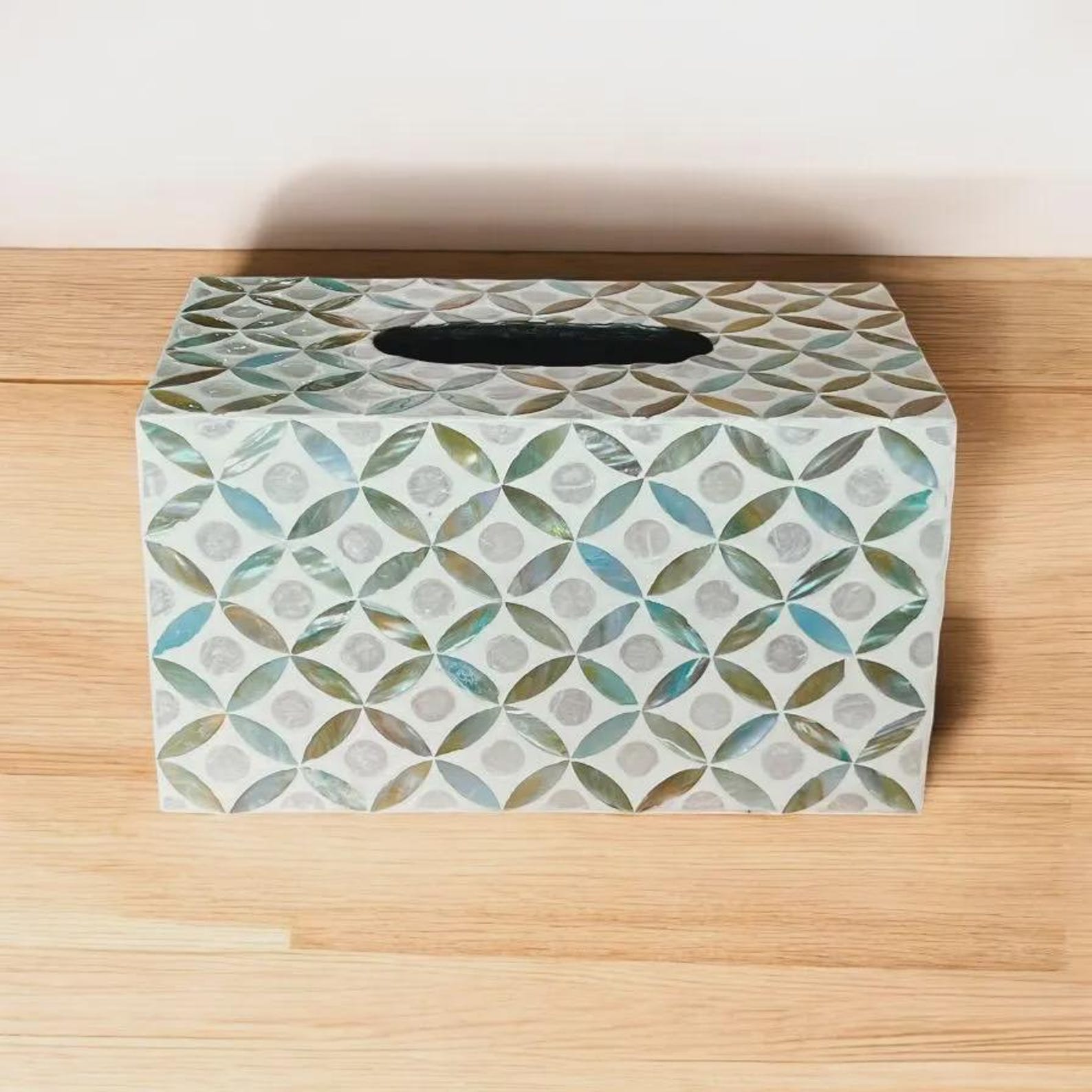 Mother of Pearl Inlay Lacquer Tissue Box Cover - Coastal Decor - Etsy