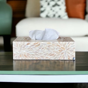 Mother of Pearl Inlay Tissue Box Cover: Floral Nacre Design - Etsy