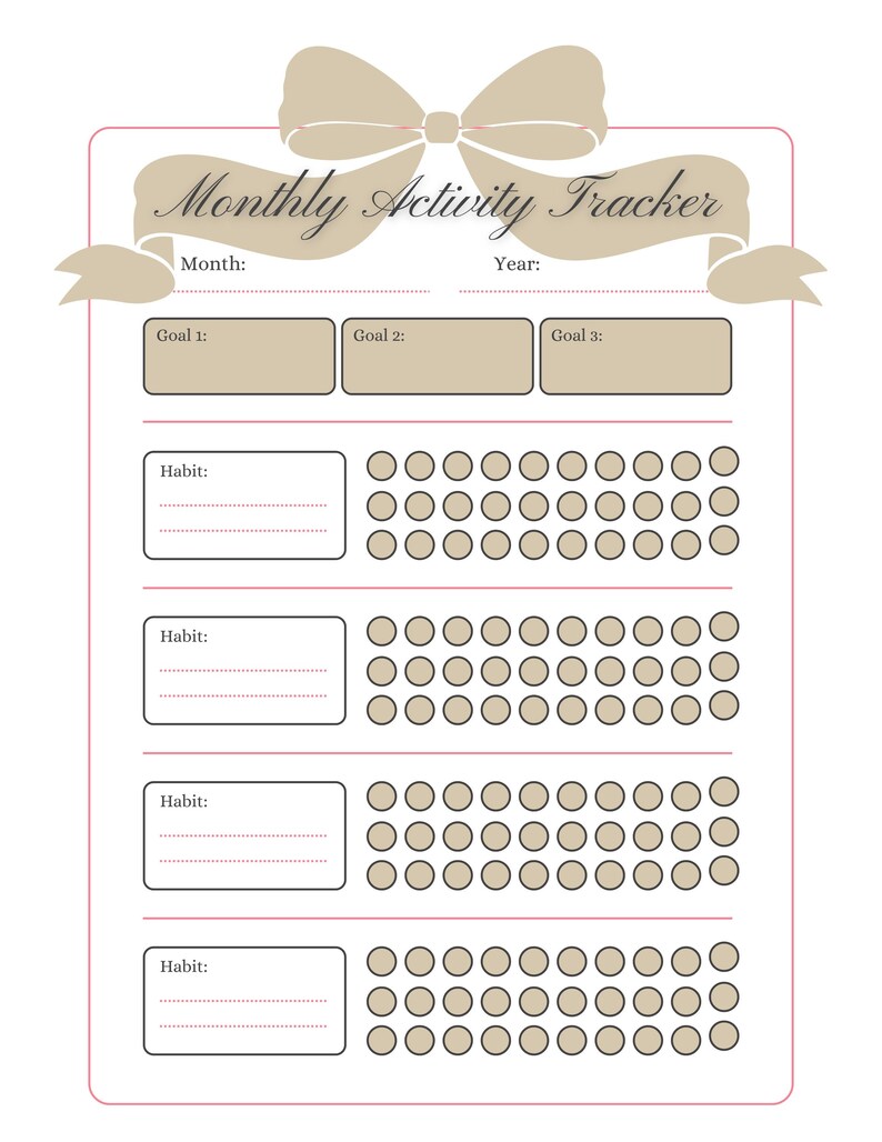 Monthly Goal and Habit Tracker, Printable Planner for Real Estate ...