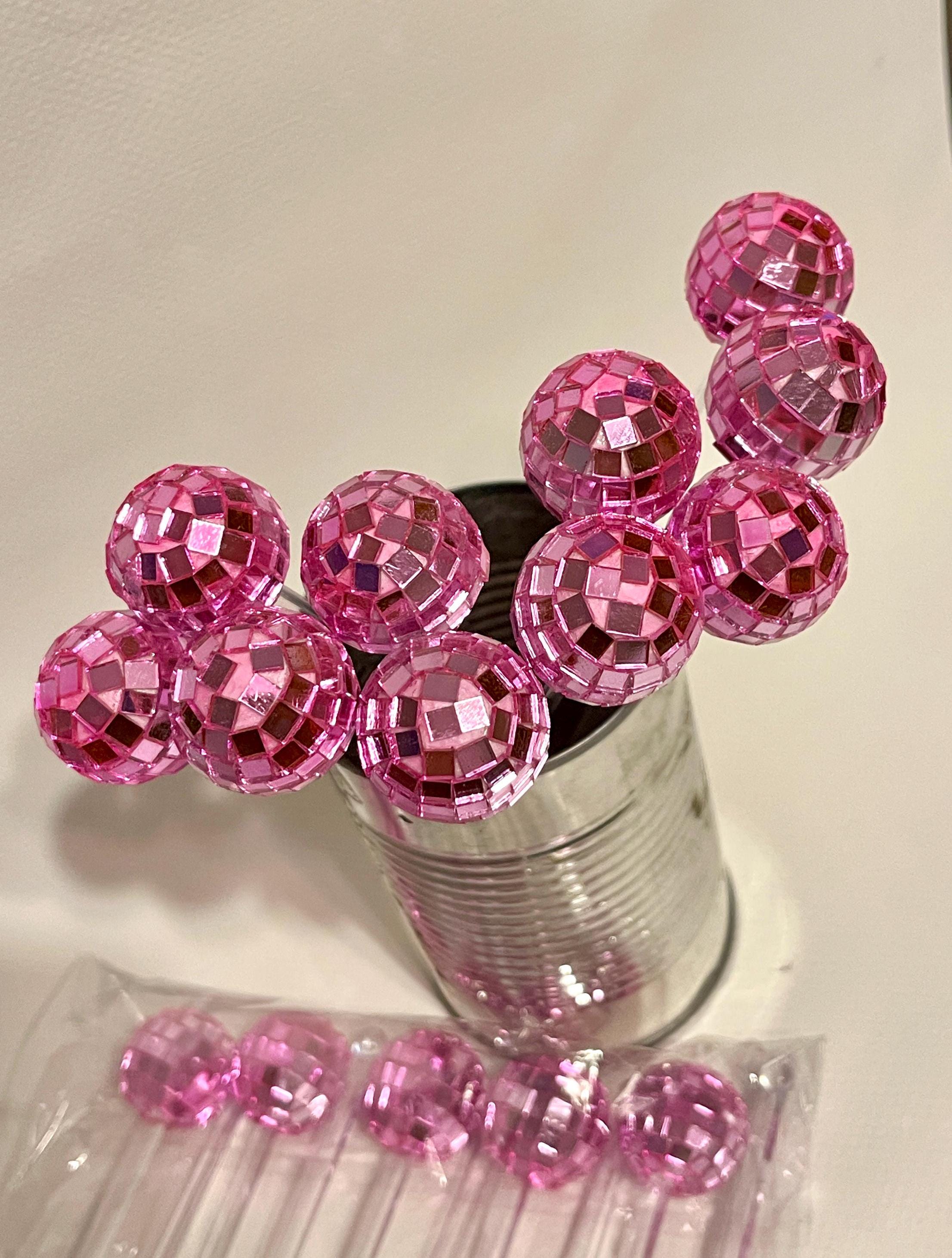 Hot Pink Disco Ball Drink Stirs for Bachelorette Parties, Weddings ...