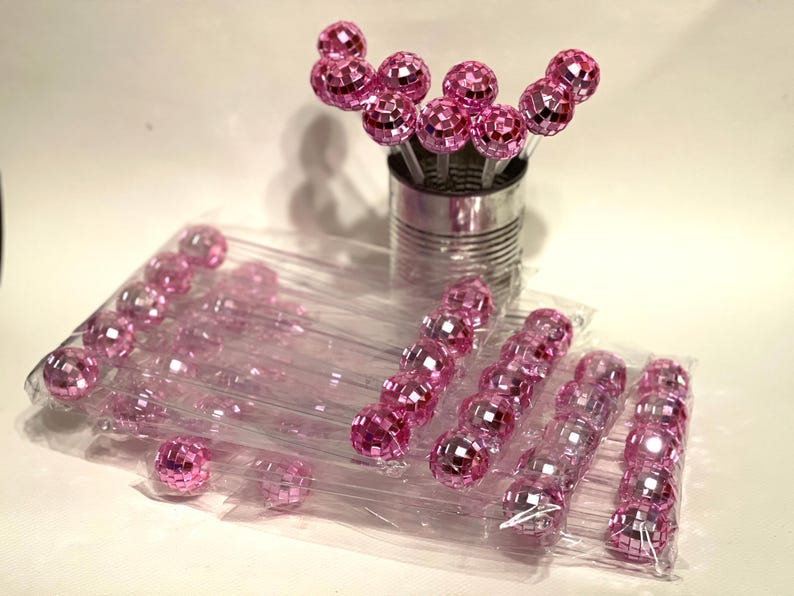 Hot Pink Disco Ball Drink Stirs for Bachelorette Parties, Weddings ...