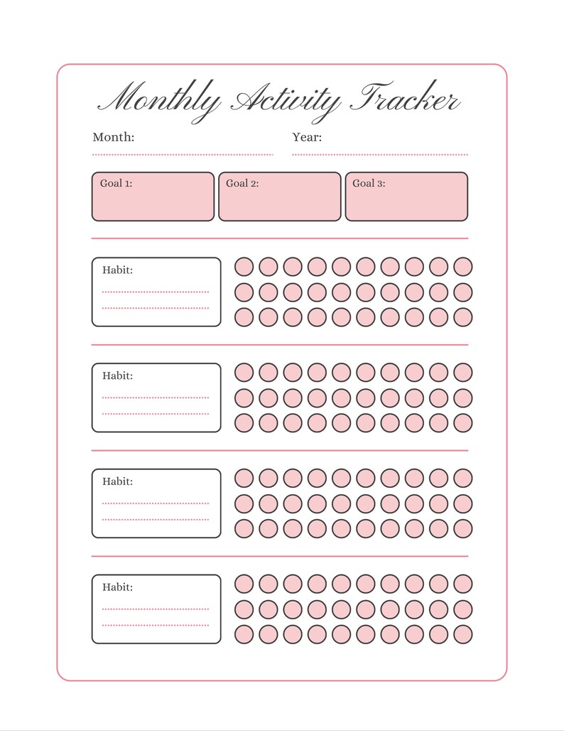 Monthly Goal and Habit Tracker, Printable Planner for Real Estate ...