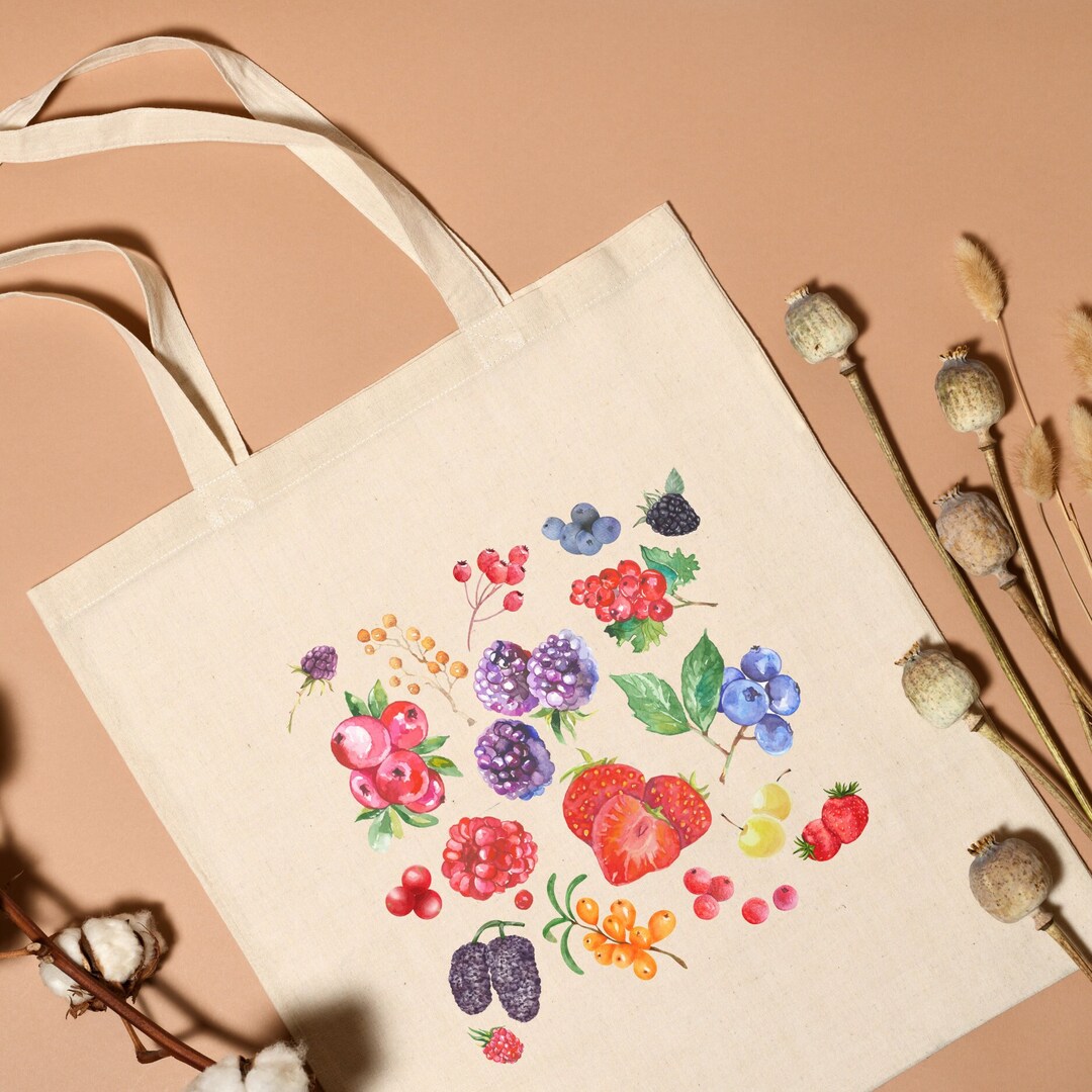 Berry Field Farmers Market Reusable Cotton Canvas Tote Bag - Etsy