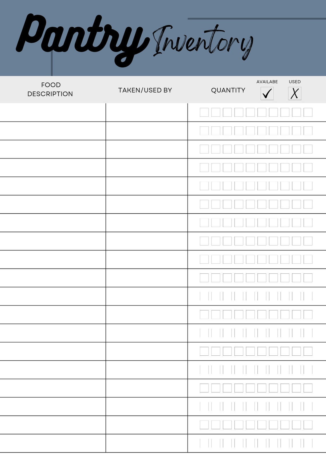 Food Pantry Inventory Checklist - Etsy