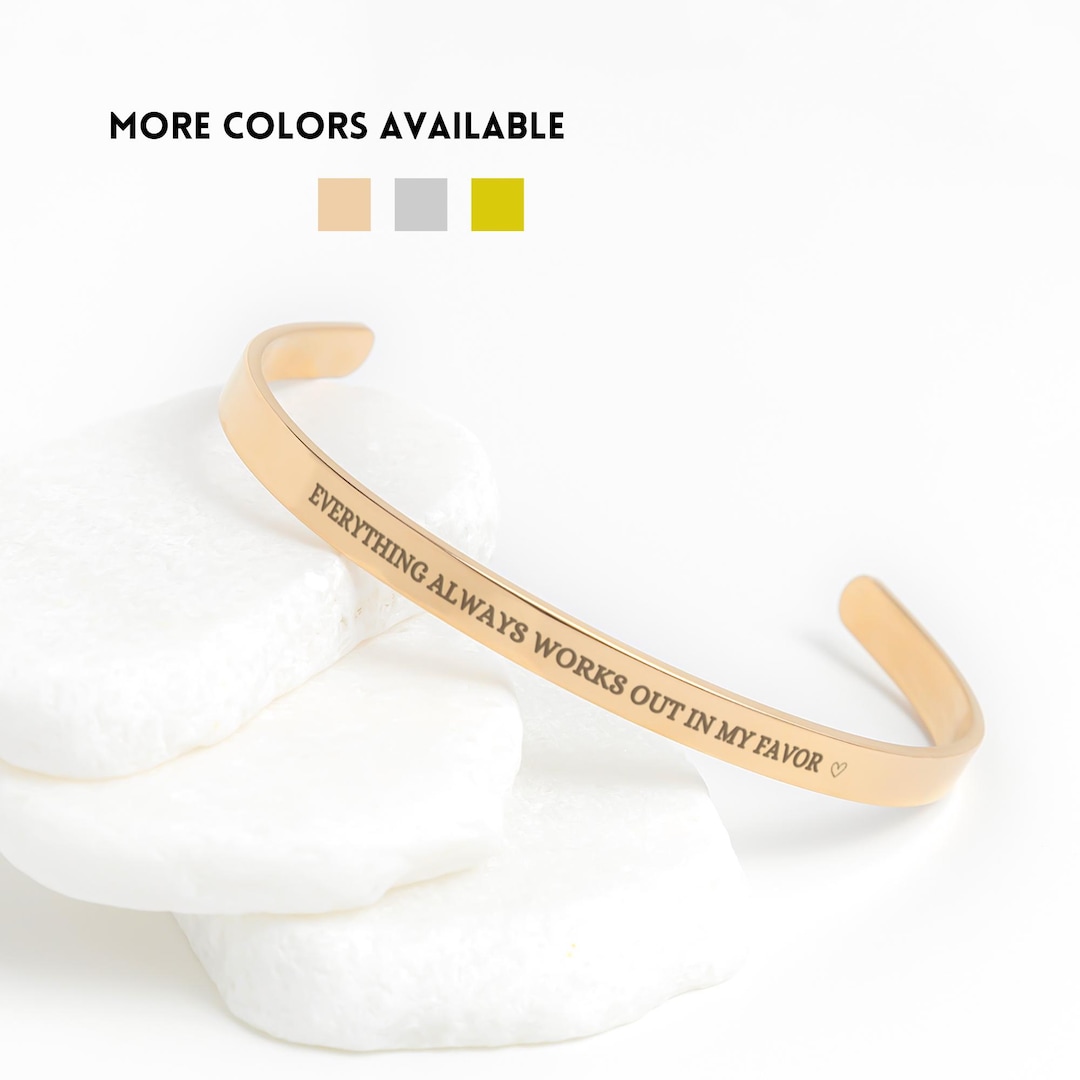 Self Reminder Inspirational Cuff Mantra Bracelet, Uplifting Affirmation ...