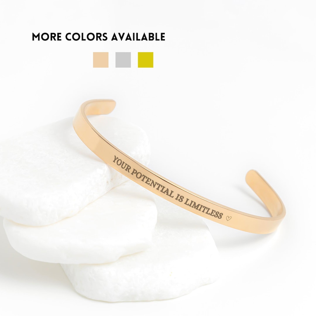 Self Care Affirmation Cuff Bracelet Gift, Custom Inspirational Message ...