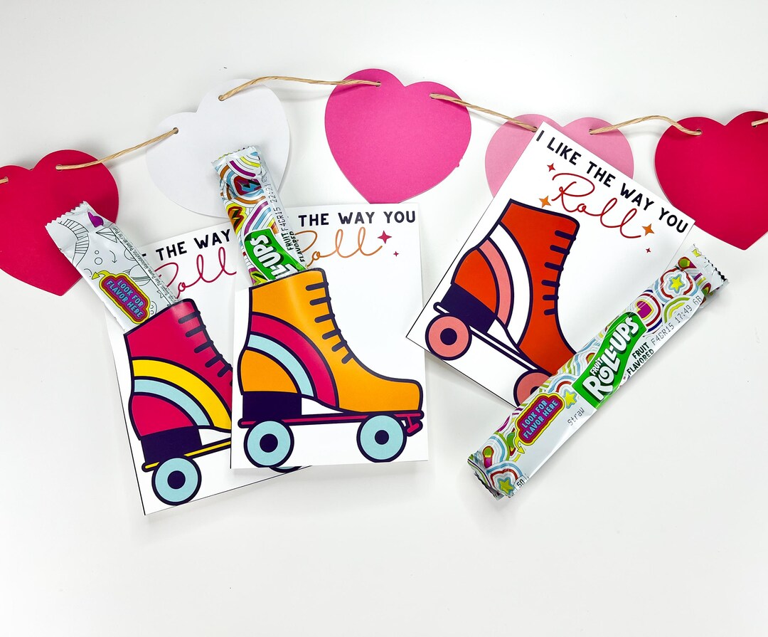 PRINTABLE Valentine's Day Roller Skate Card, Roller Skate Valentine ...