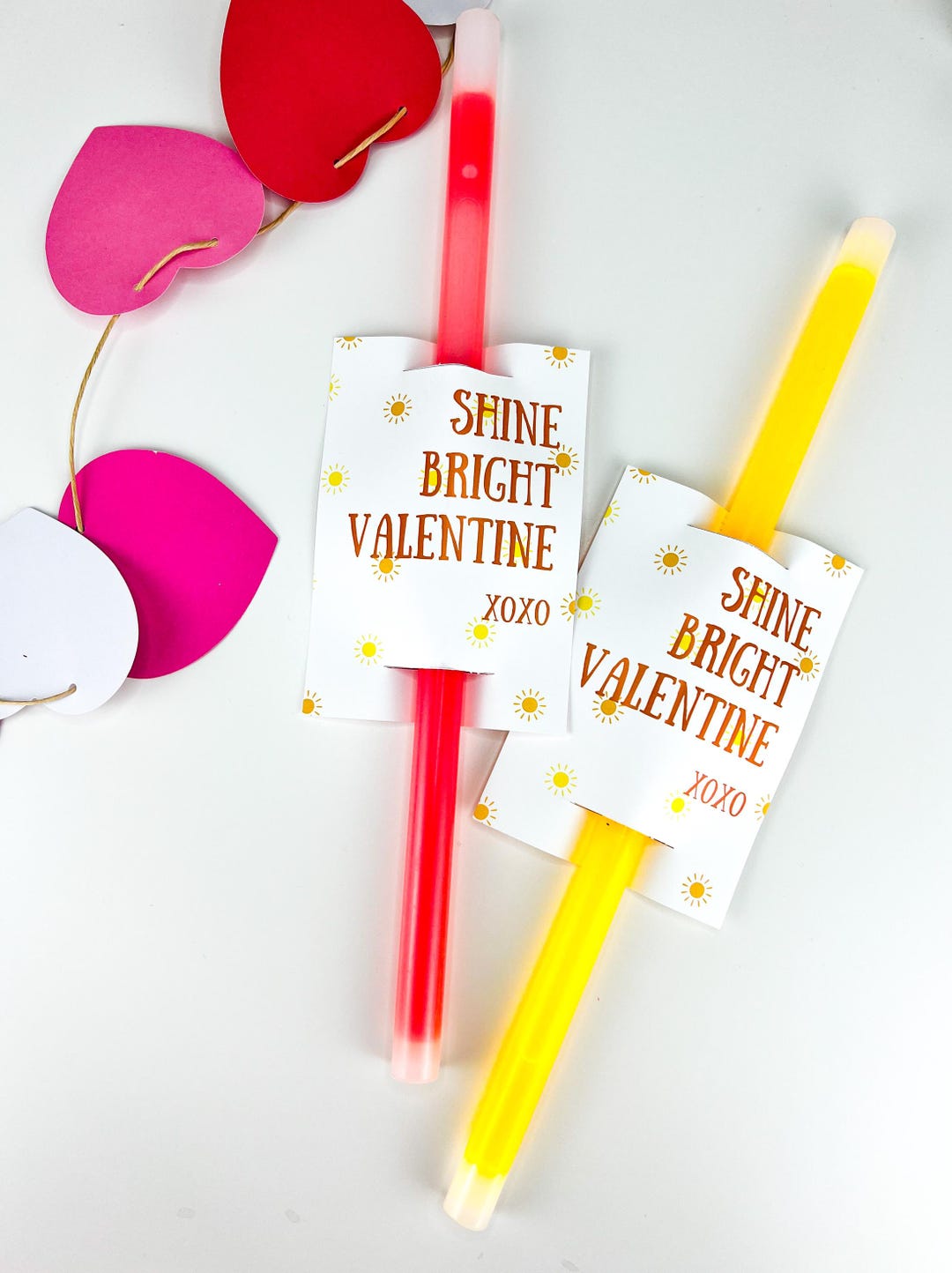 Shine Bright Valentine Card I Glow Stick Valentine I Friends Valentine ...