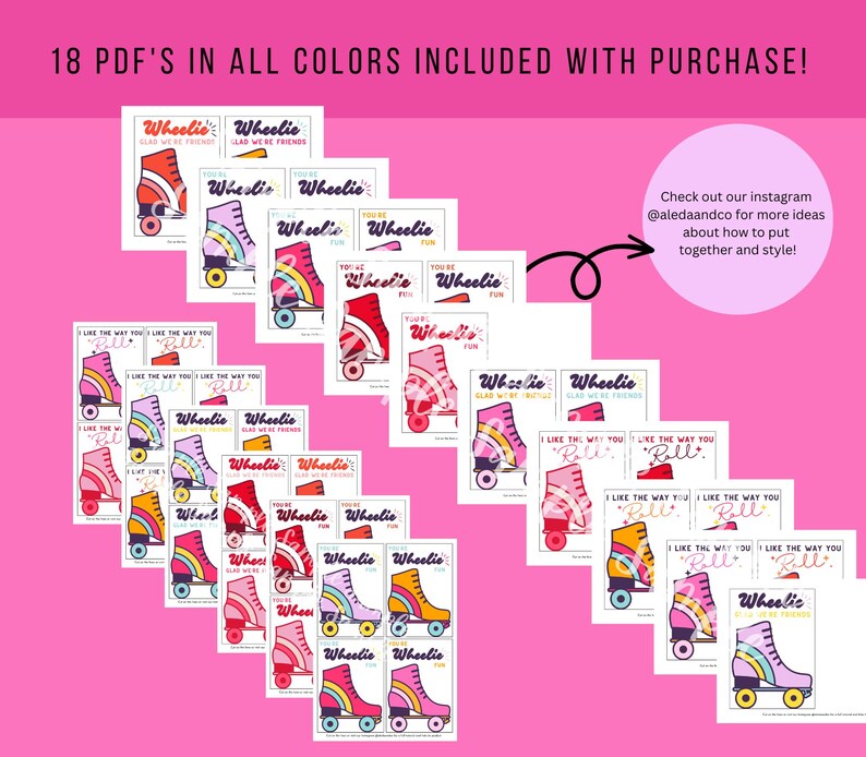 PRINTABLE Valentine's Day Roller Skate Card, Roller Skate Valentine ...