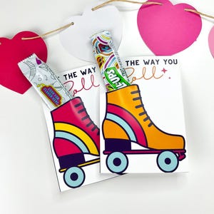 PRINTABLE Valentine's Day Roller Skate Card, Roller Skate Valentine ...