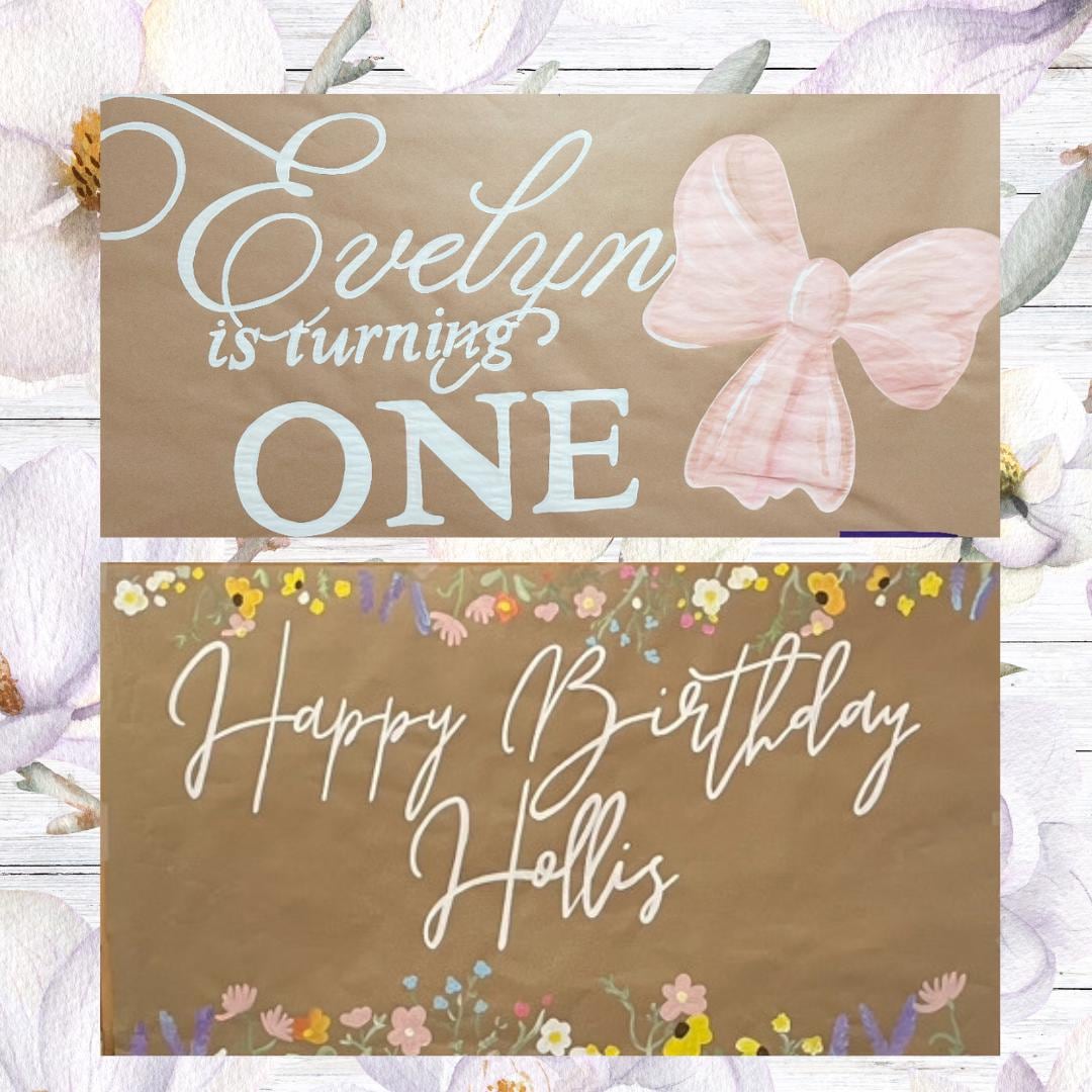 Hand Painted Custom Birthday Banner: Kraft Paper Party Decor - Etsy